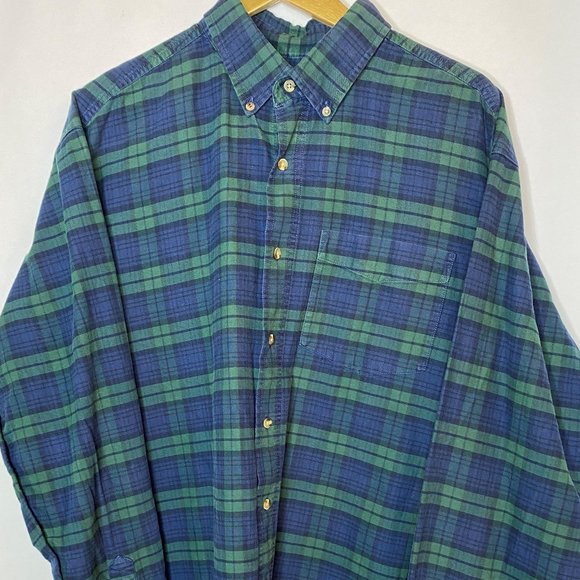 L.L. Bean | Shirts | Vintage Blue And Green Plaid Ll Bean Mens Xl Tall Button Down Shirt | Poshmark